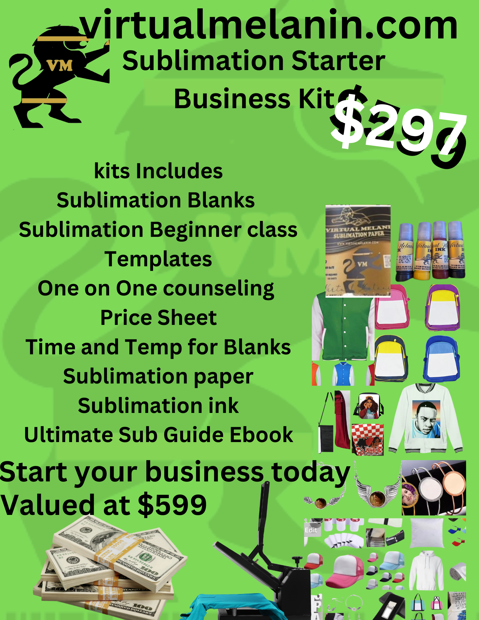 Sublimation Starter Business Kit – Virtual Melanin Sublimation Blanks